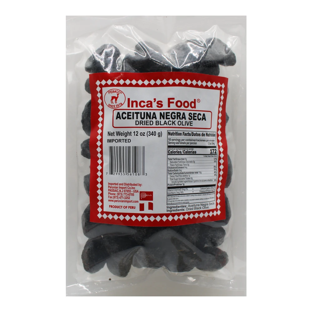 INCA'S FOOD ACEITUNA NEGRA SECA 12 oz/ 340 g - Tiendas Guanaco